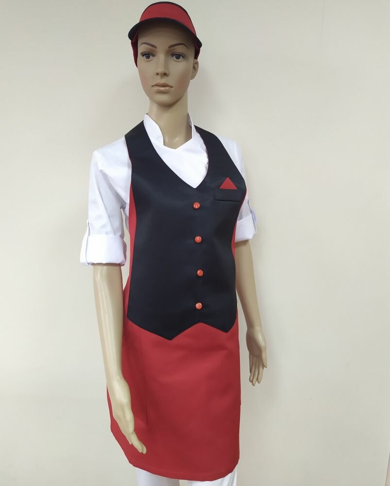 Фартук-жилет красный с черным (ткань плащевая)