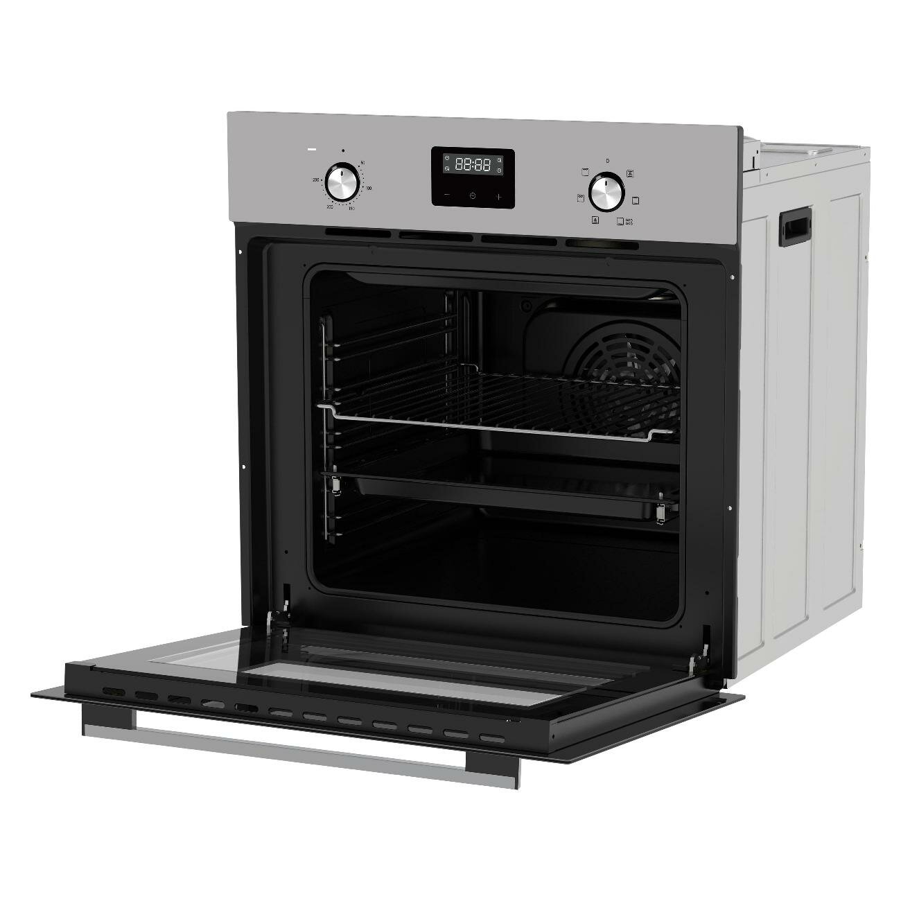 Электрический духовой шкаф Candy COXP06TBX серебристый, 62 л, независимый, до 250 °C, дисплей, гриль