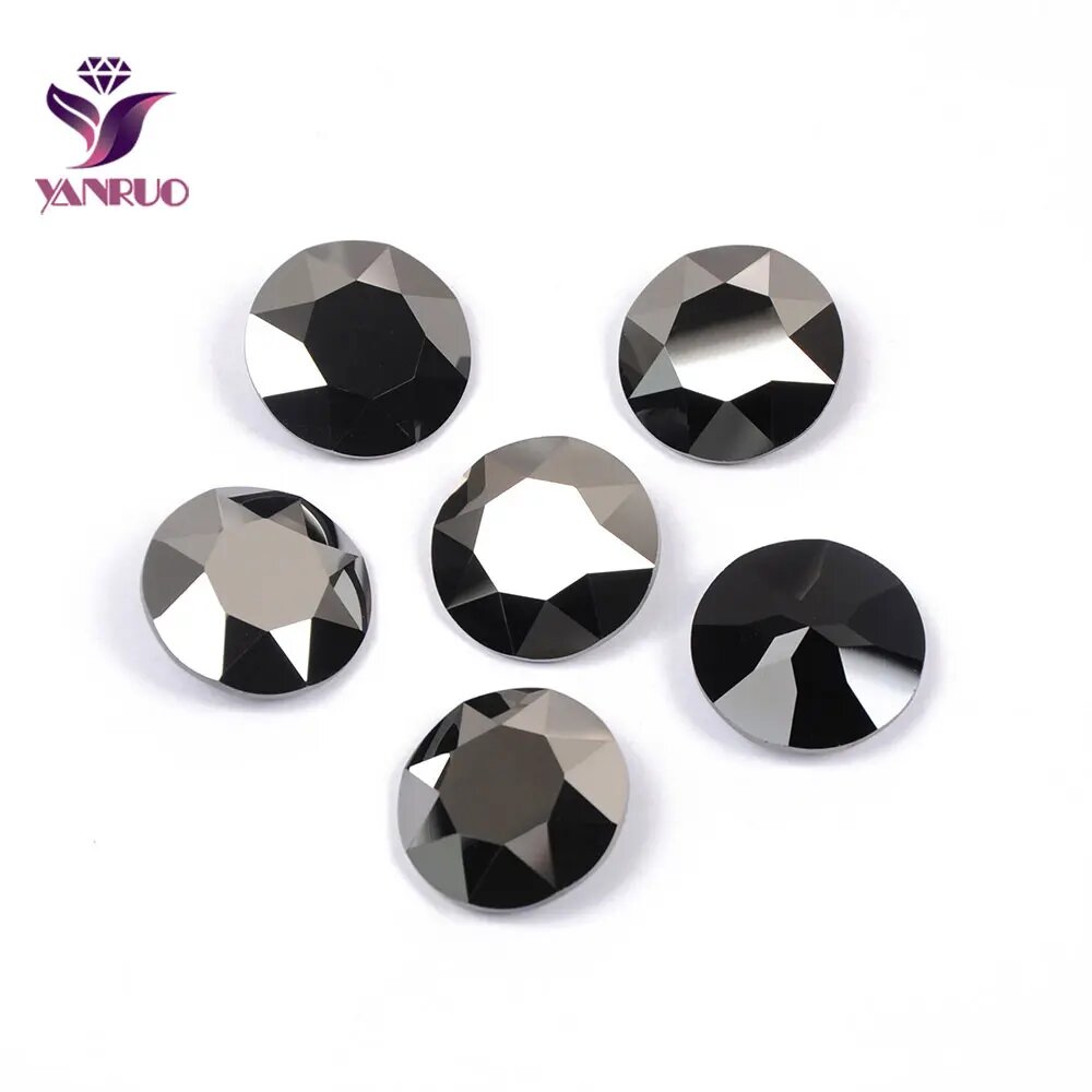 YANRUO стразы круглые серебряные Jet Hematite 27 мм