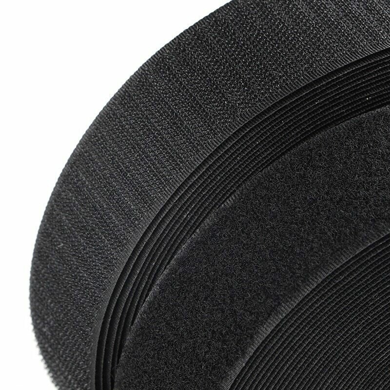 Контактная лента (липучка, велькро, репейник) пара петля и крючок, 25 мм, черная, 25 метров