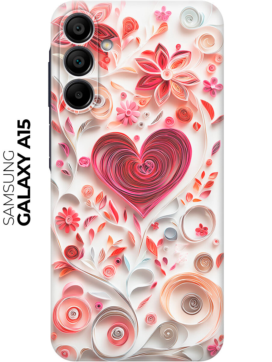 Силиконовый чехол на Samsung Galaxy A15 с принтом "Сердце и цветы"