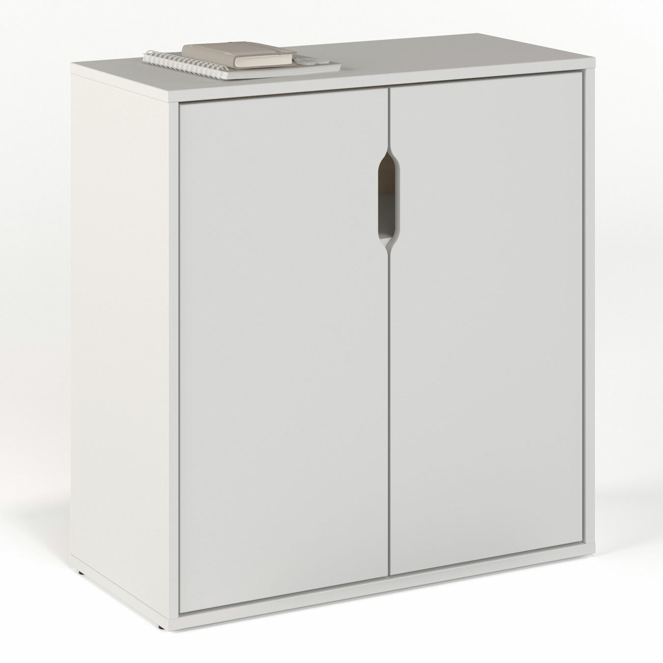 Двухдверная тумба с 2 вкладными полочками МагМебель Б-08 белый