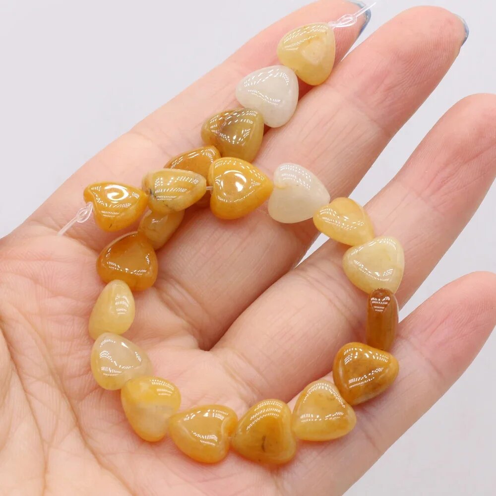 Горный хрусталь бусины сердце 10-16 мм набор для украшений 16mm 12Piece, Yellow Jade