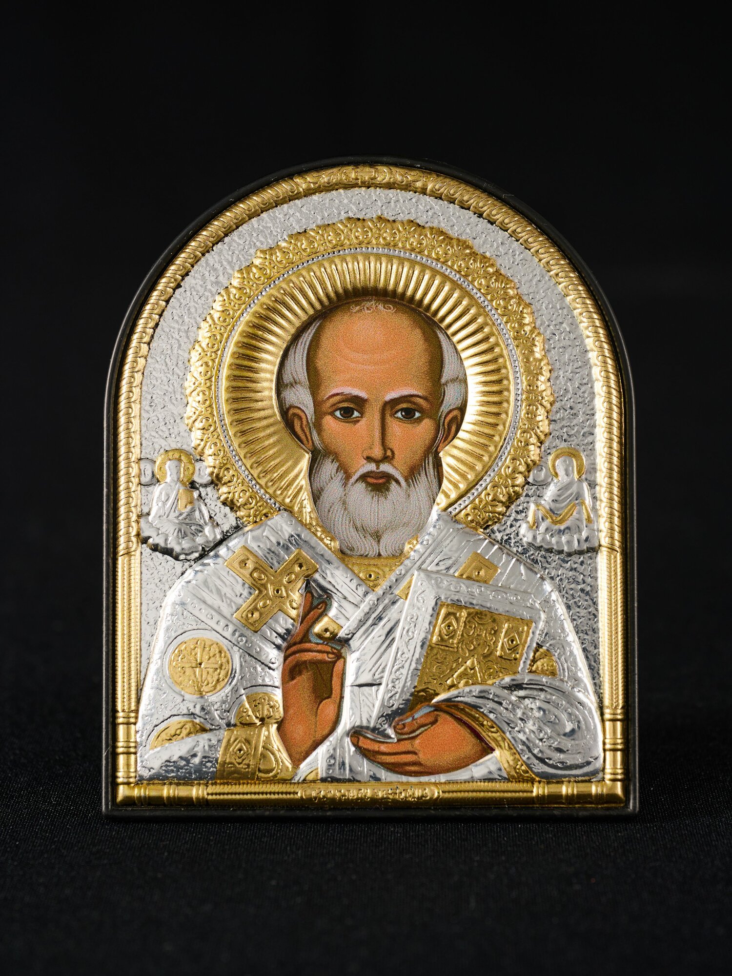 Серебряная икона Николай Чудотворец Греческая