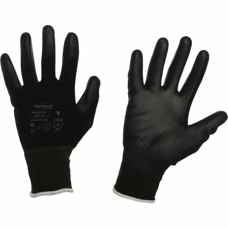 Перчатки защитные Manipula Specialist черный, Manipula микропол, TPU-12/MG-161, размер 9