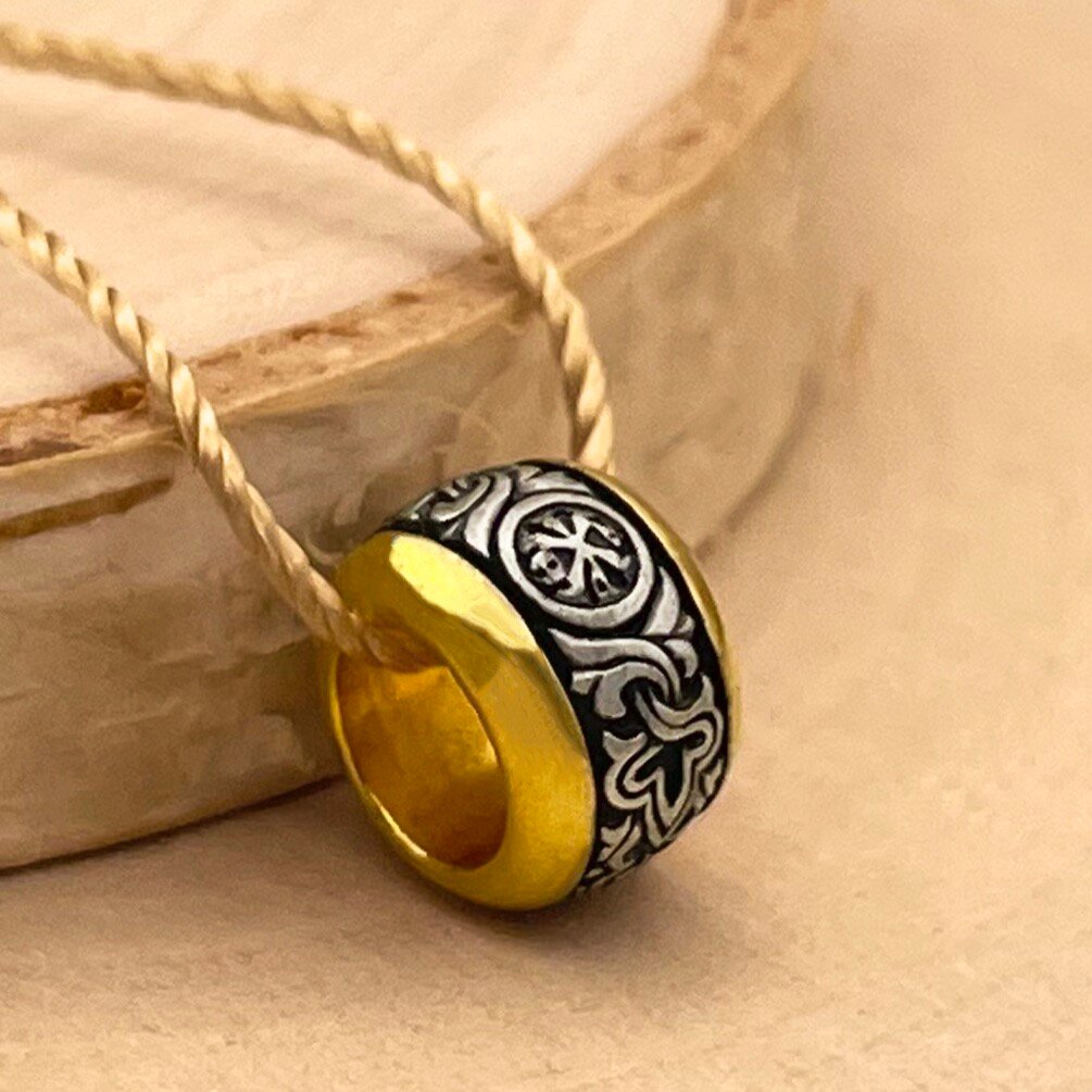 Подвеска на браслет, серебро, 925 проба, золочение, чернение, оксидирование