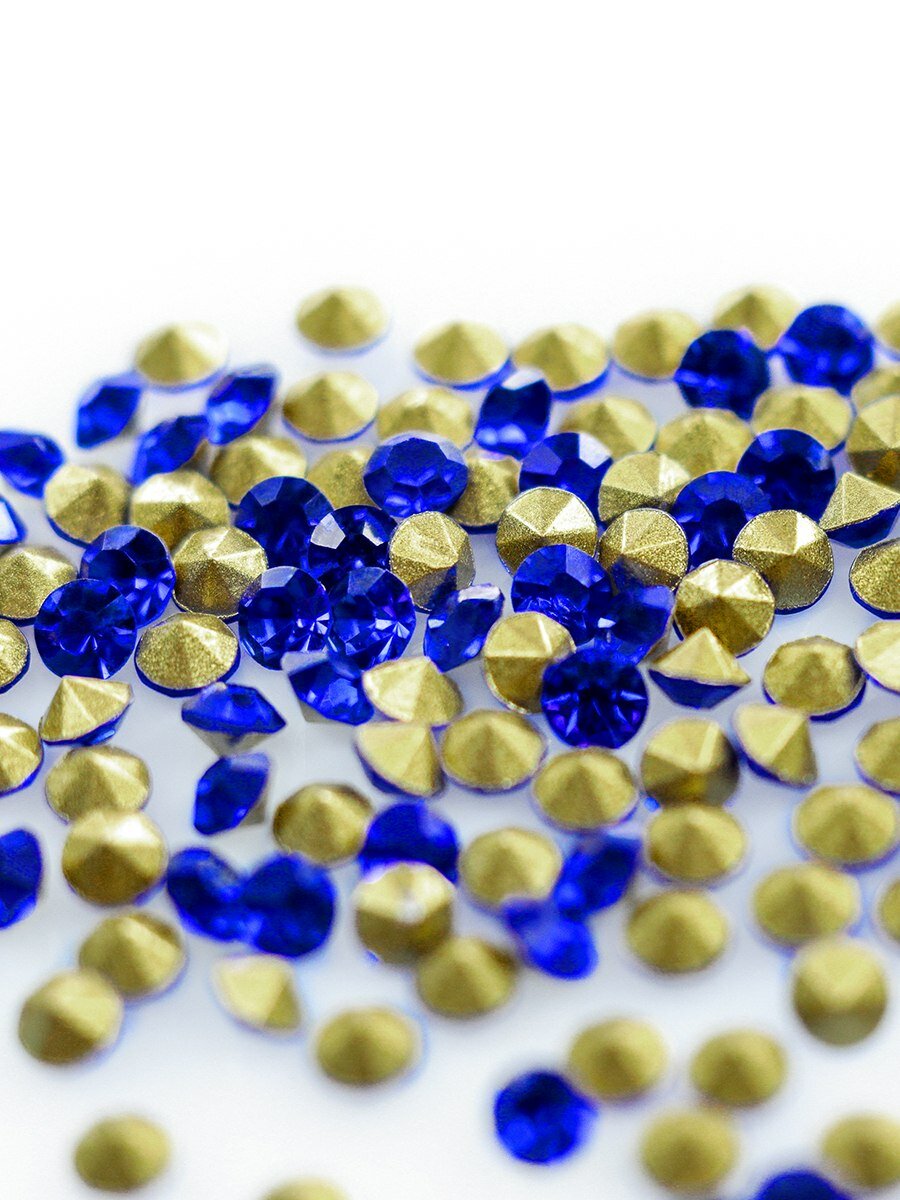 Стразы ювелирные конусовидные/конусные хрустальные (упаковка 100 шт.), размер 2.8 мм, горный хрусталь, цвет синий