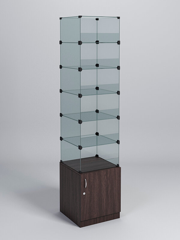 Витрина "КУБ" №606-КО стаканчик (без дверок, передняя стенка - стекло), Дуб Венге