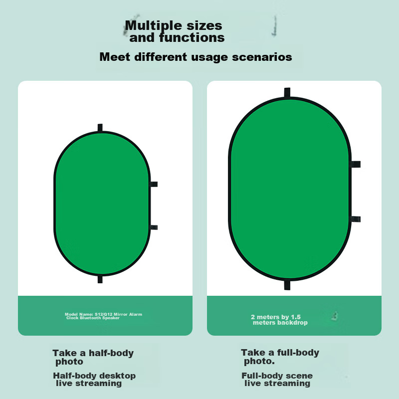 Yangfeisi YC3 Professional Live Streaming Green Screen Chroma Key Cloth, Foldable Portable No-Bracket, Thickened Solid Green Cloth Background, Fill Light, Photography Backdrop, Video Screen, 1*1.5 Meters