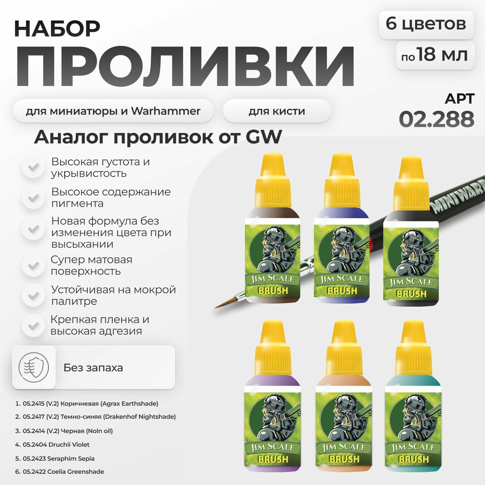 Набор Проливки для сборных моделей Jim Scale 6 цветов по 18 мл