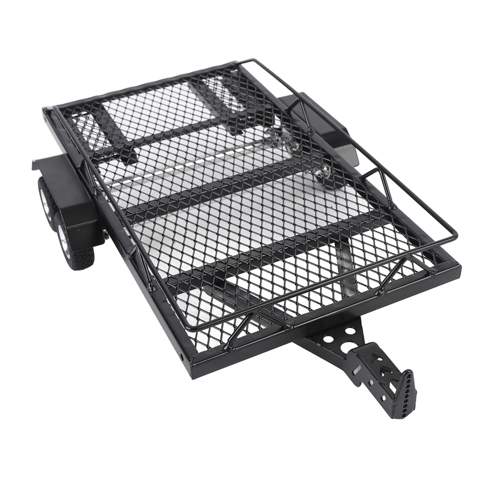 Металлический плоский прицеп с крюковым сцепным устройством, прочный, высокоустойчивый, двухосный, комплект металлического плоского прицепа для гусеничного радиоуправляемого трактора