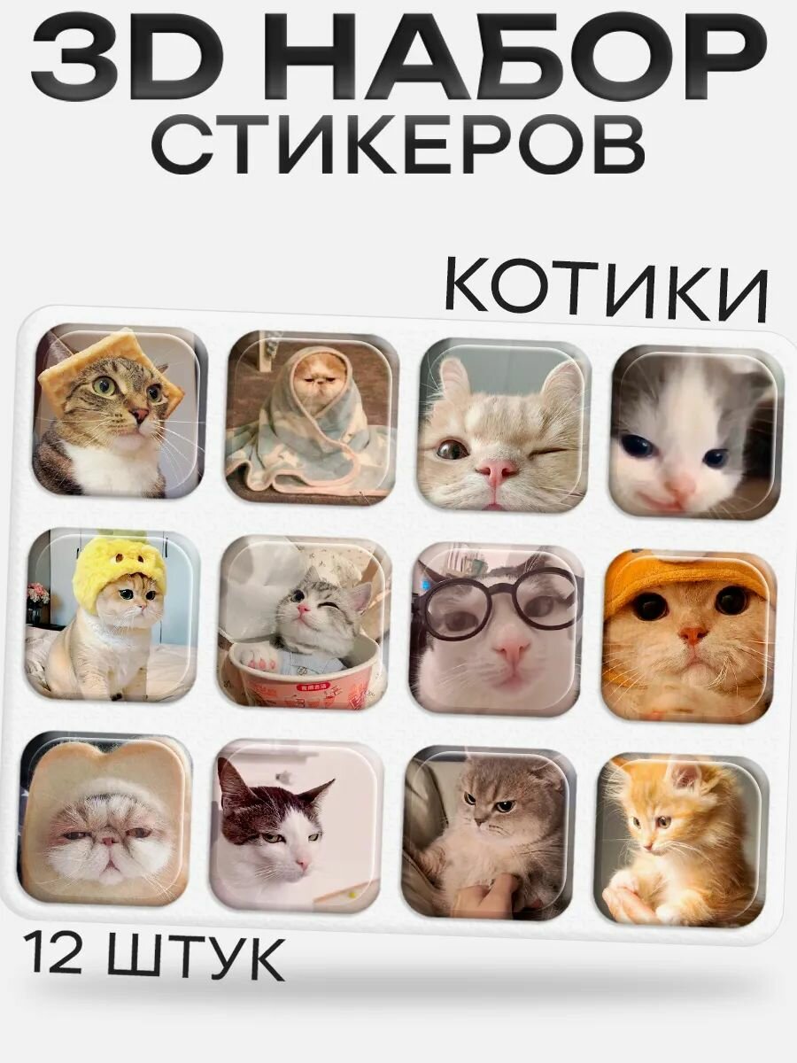 3D стикеры на телефон Котики