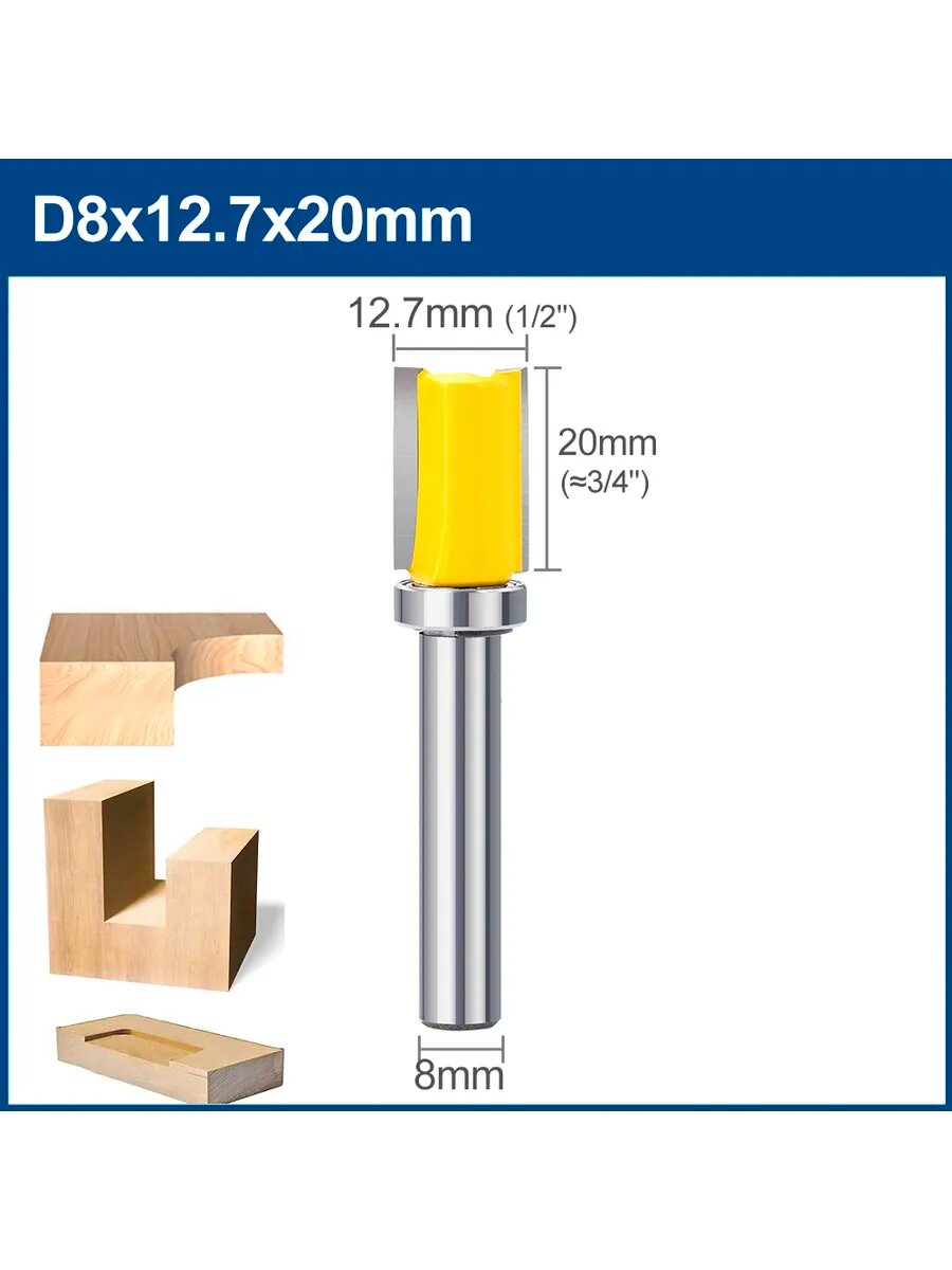 Фреза кромочная прямая с верхним подшипником 12,7х20 мм