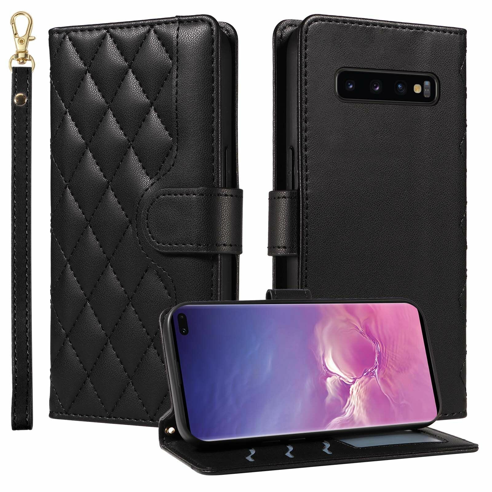 Чехол из матовой кожи для Samsung Galaxy S10 (Самсунг Галакси С10 ) , роскошный и стильный, устойчивый к падениям, со слотом для карт, с длинным и коротким шнурками