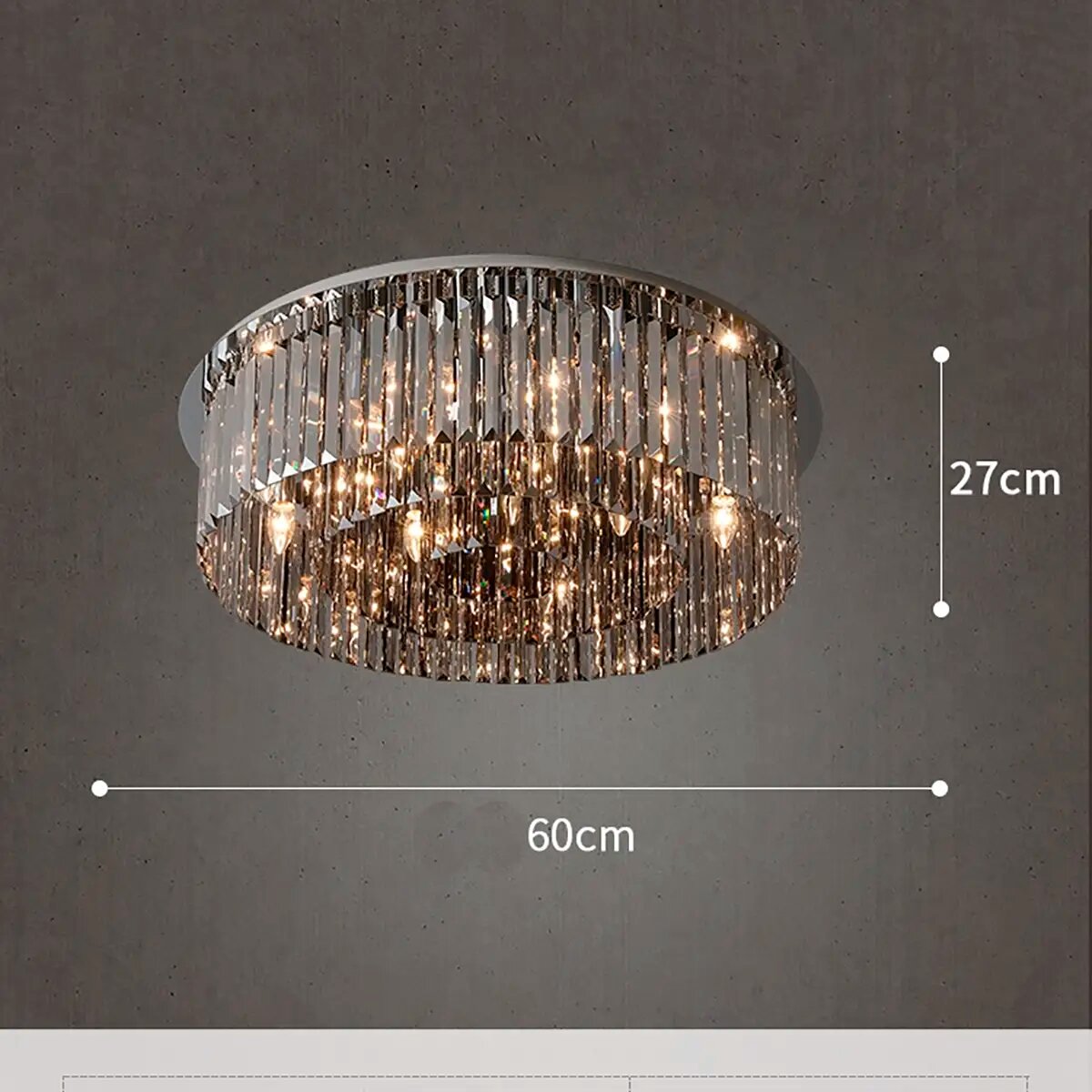 Люстра из металла с подвесами из кристаллов К9 Irma (круглая 60 см, 11 ламп*12W)