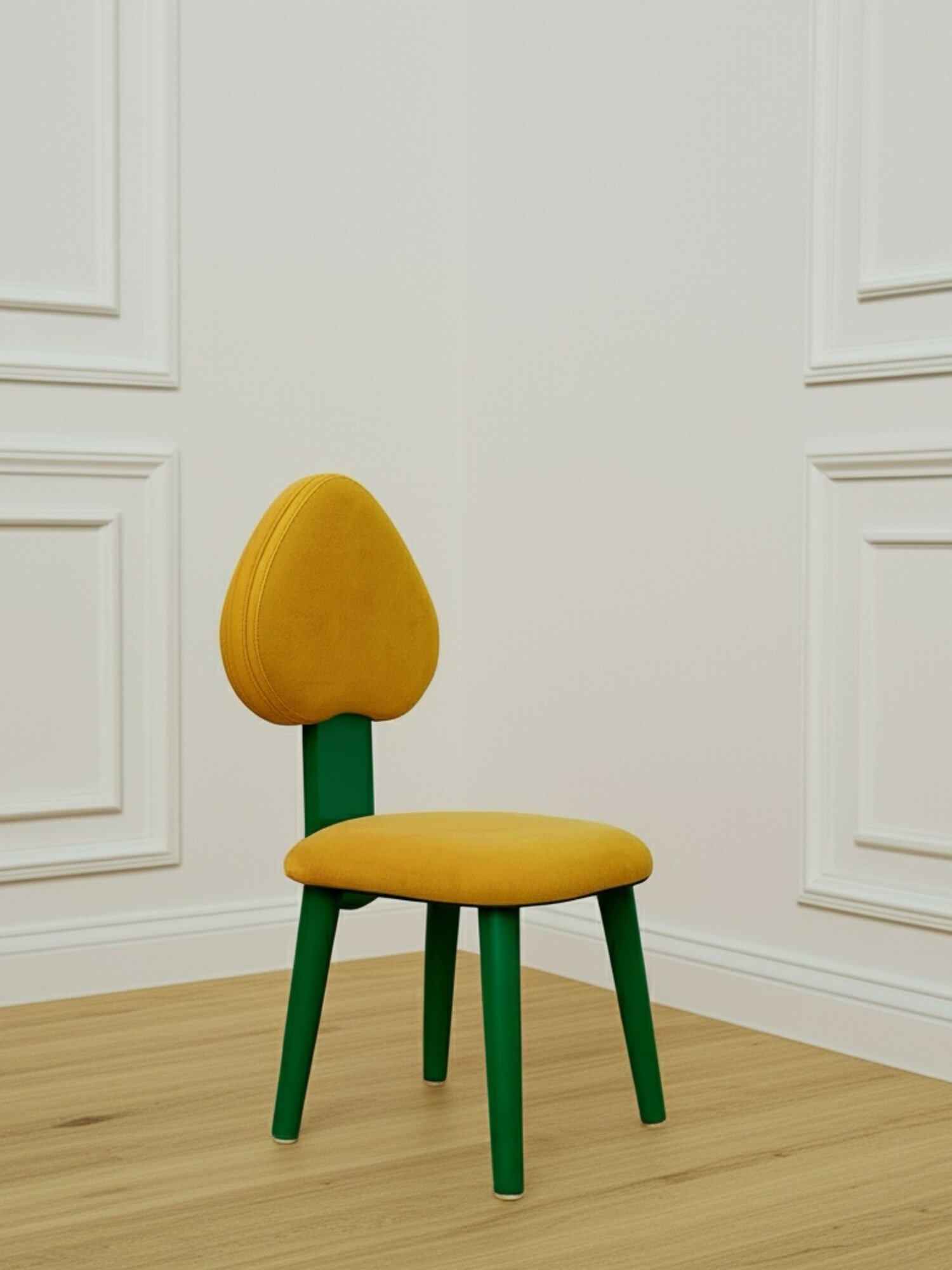 Стул детский Непоседа сердце желтый, зеленые ножки, рост ребенка 120-135 см