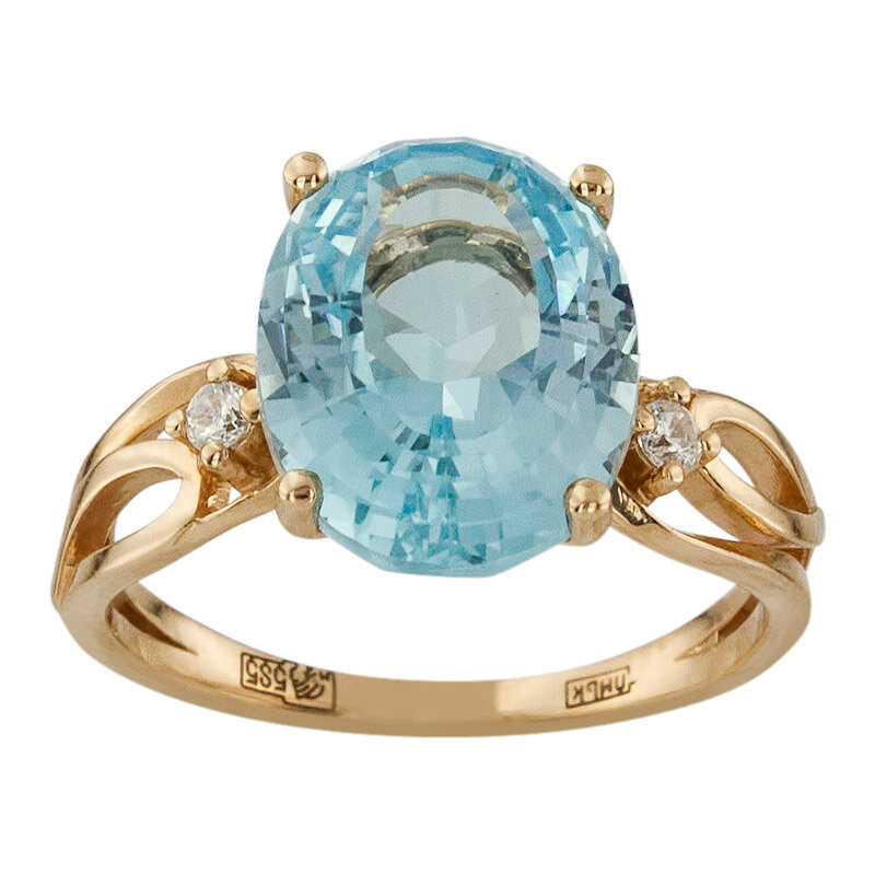 Кольцо, красное золото, 585 проба, топаз