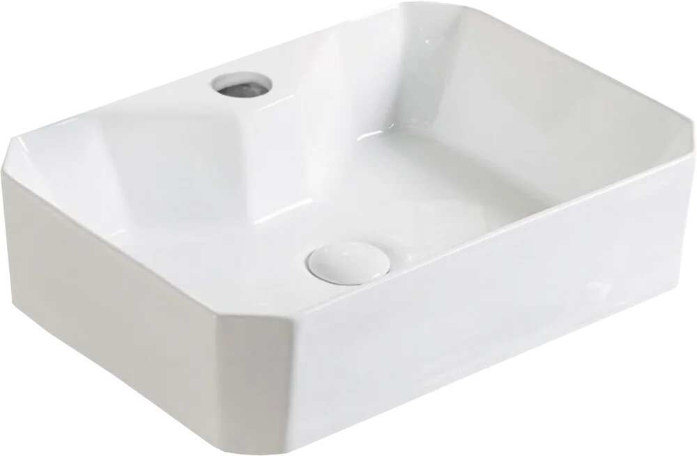 Накладная раковина SantiLine SL-1083 50 фаянсовая, без отверстия под смеситель, раковина для ванной, 50 см, прямоугольная, белая