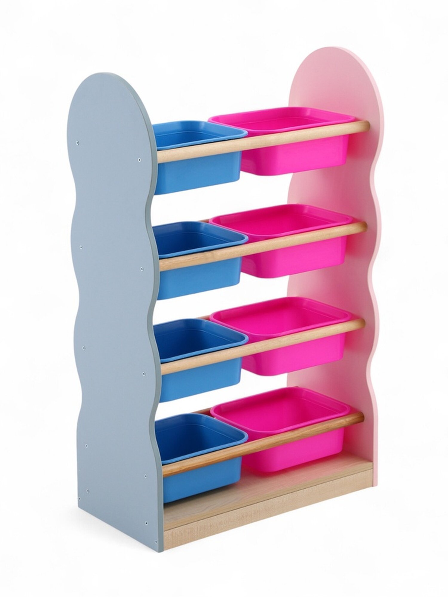 Стеллаж для игрушек «Скандинавия», 8 ящиков, 680×350×1100 мм, цвет кенди/розовый