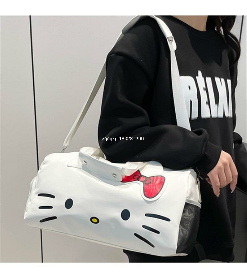 Милая сумка через плечо с рисунком Hello Kitty 46*23*22см / дорожная сумка для фитнеса из искусственной кожи