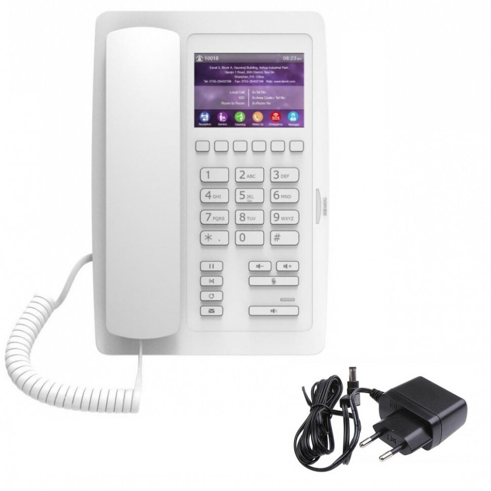 IP телефон Fanvil H5 отельный, цветной ЖК экран, PoE, б/п, цвет Белый