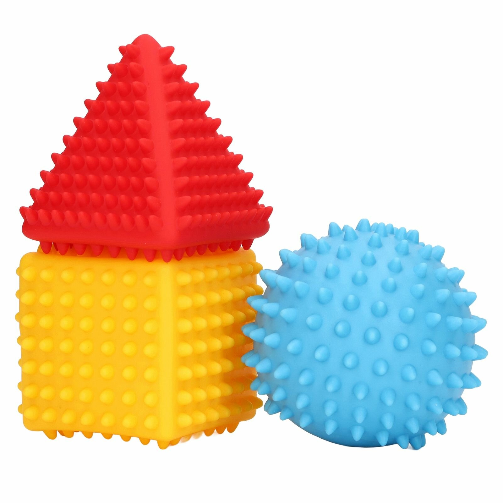 Набор детских сенсорных мячей: квадратный, круглый, треугольный, развитие моторики, зрения, безопасный для малышей 6 месяцев