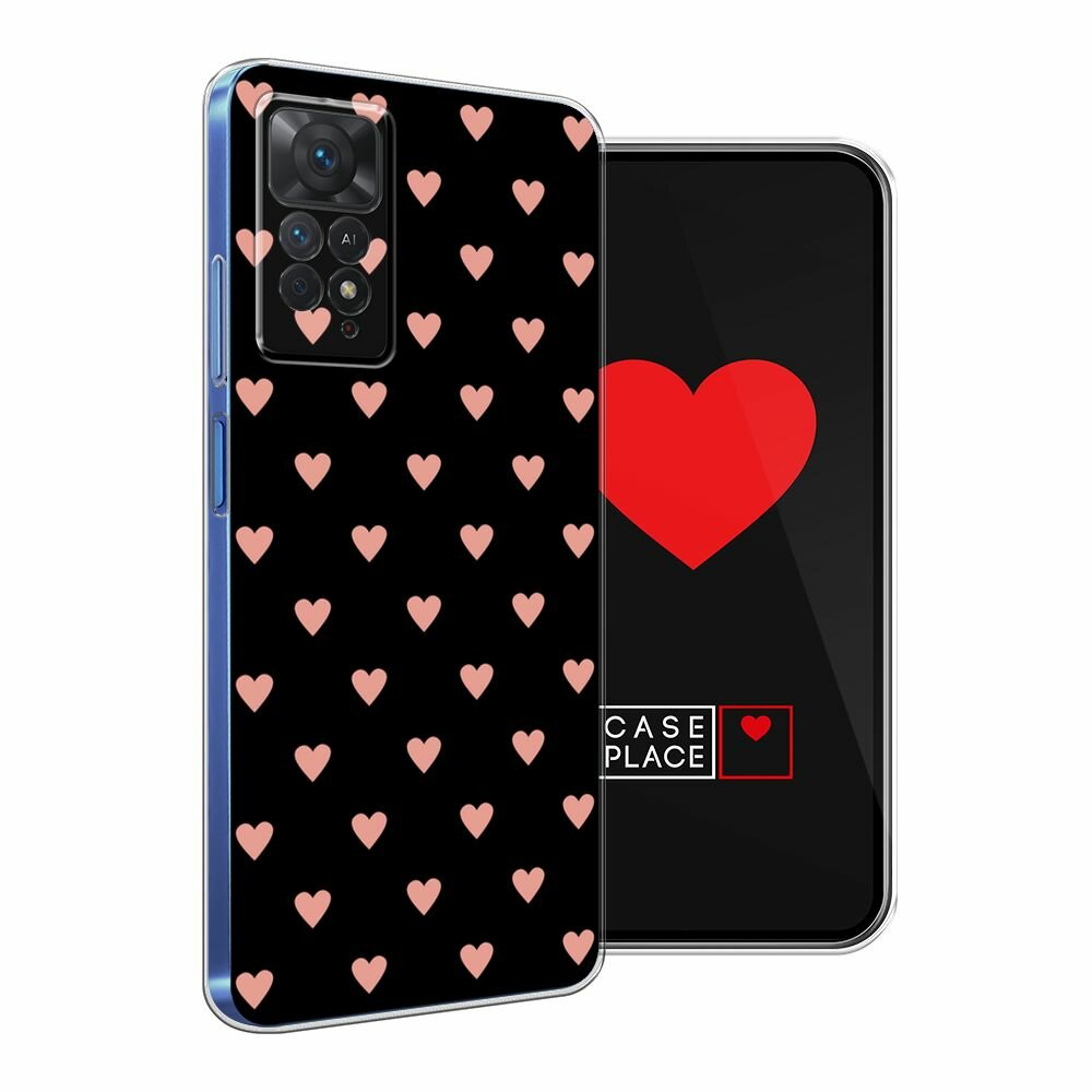 Чехол на Xiaomi Redmi Note 11E Pro / Сяоми Редми Нот 11E Pro Про с принтом "Розовые сердечки" — фото 1