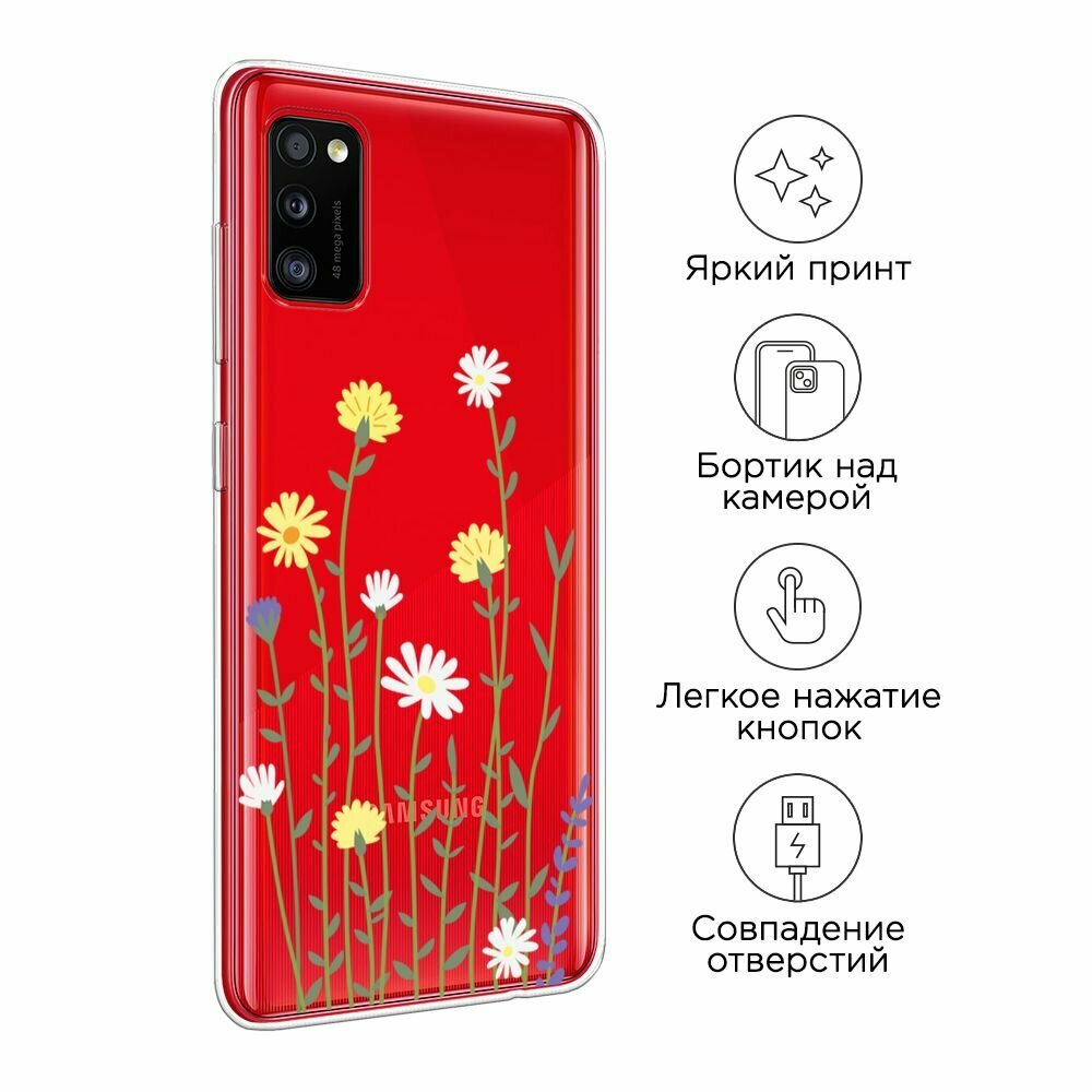 Чехол на Samsung Galaxy A41 / Самсунг Галакси А41 с принтом "Пучок полевых цветов", прозрачный — фото 1