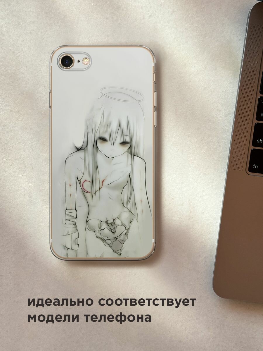 Чехол на Apple iPhone 7 / Айфон 7 с принтом "Аниме рисунок чёрно-белый" — фото 1