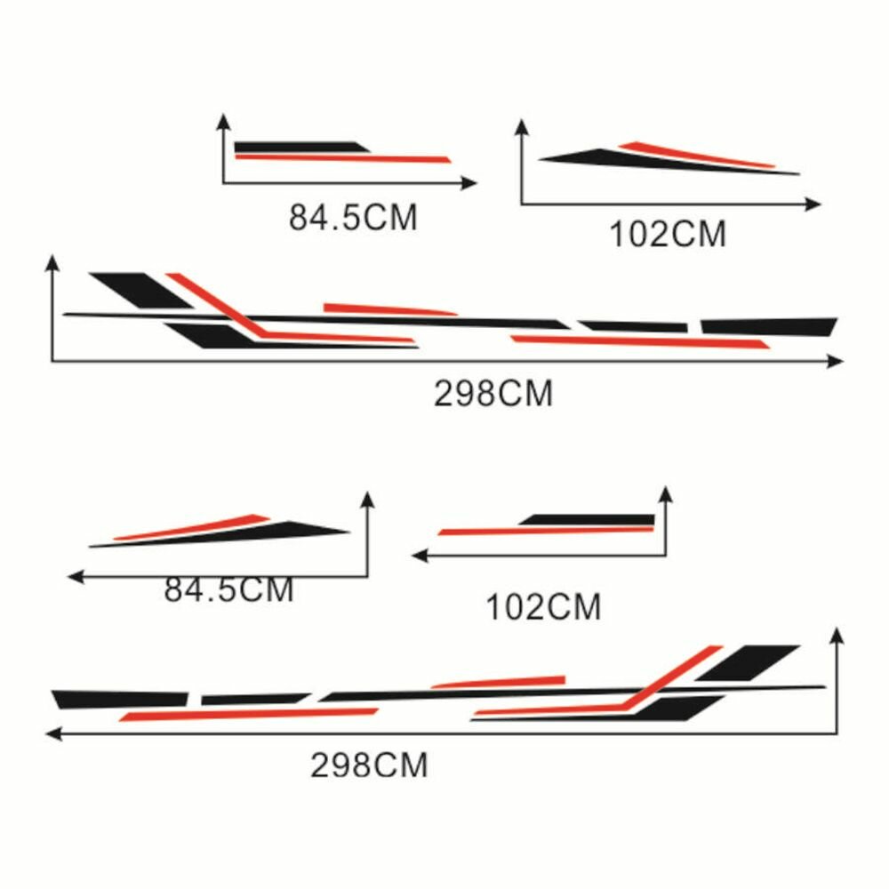 Двухсторонние графические виниловые наклейки для кемпера, каравана, прицепа, черный + красный