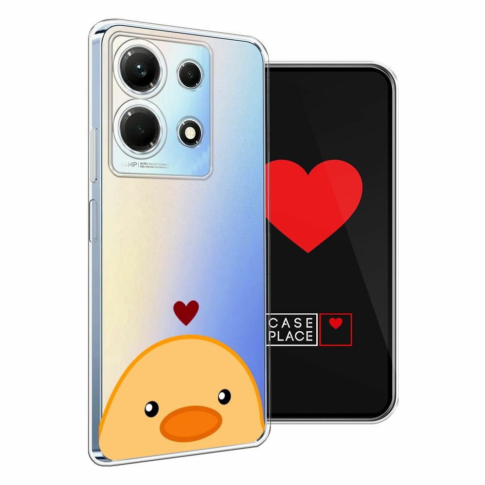 Чехол на Infinix Note 30 4G / Инфиникс Нот 30 4G с принтом "Влюблённая уточка - 14 февраля", прозрачный — фото 1