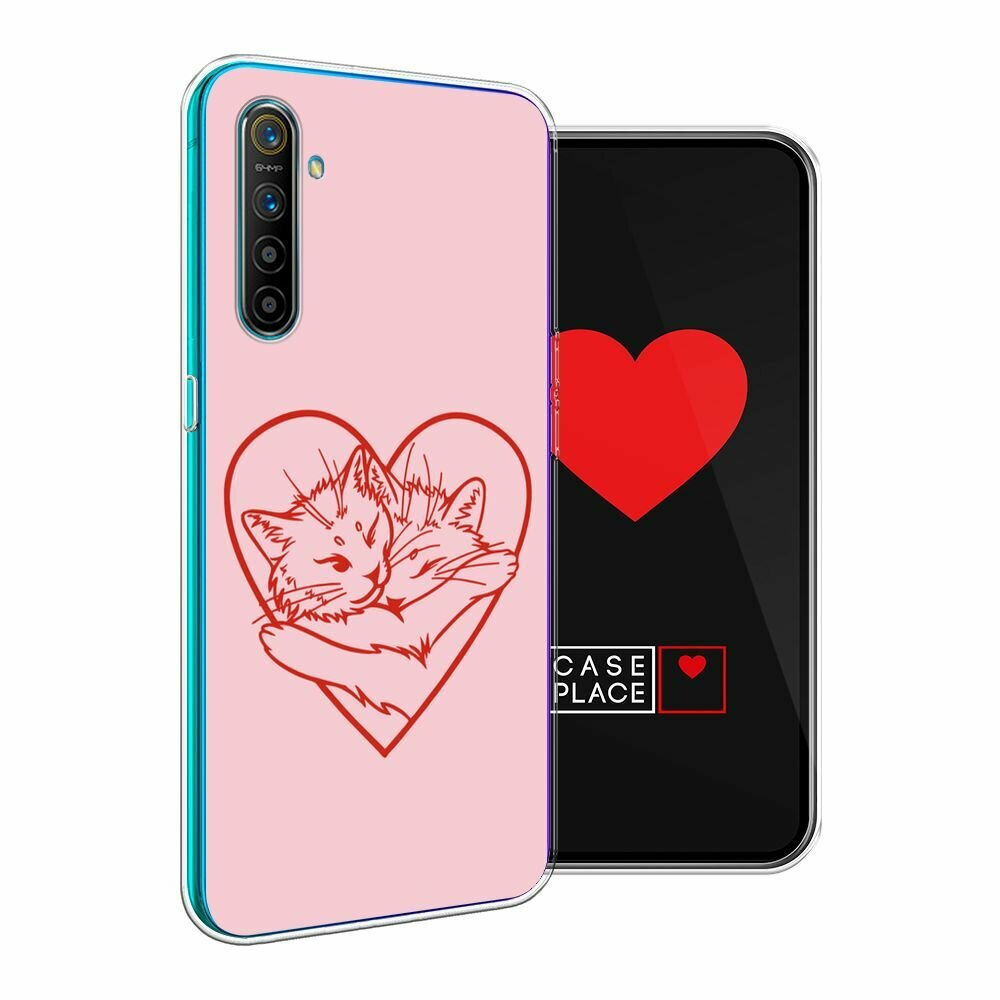 Чехол на Realme XT / Реалми XT с принтом "Влюблённые котики рисунок 1 - 14 февраля" — фото 1