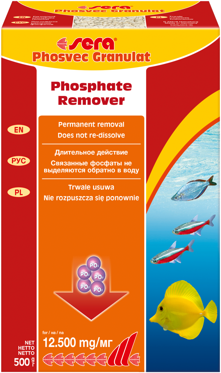 Поглотитель фосфатов Sera "Phosvec Granulat", 500 г, для внешних и внутренних фильтров
