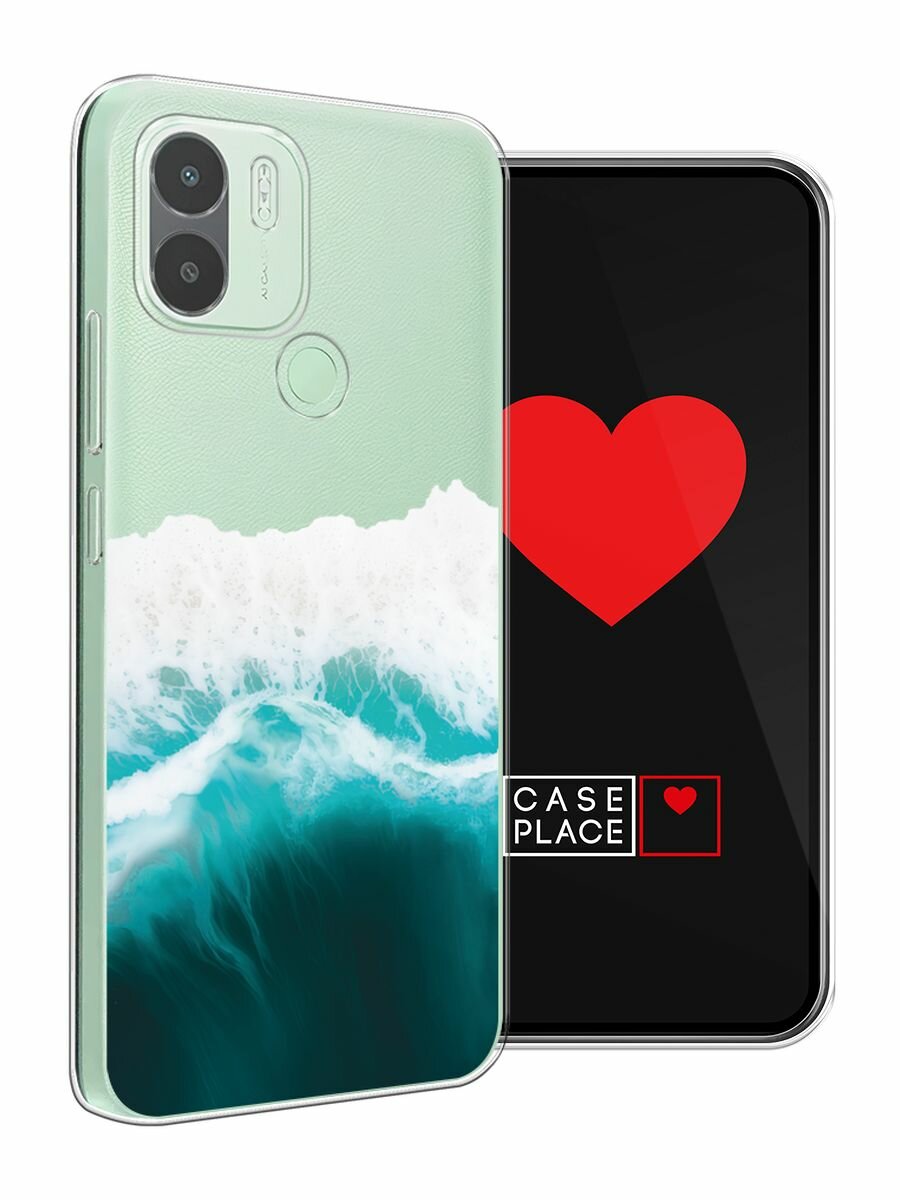 Чехол на Xiaomi Redmi A1+/Redmi A2+/Poco C51/C50 / Редми A1+ с принтом "Большая волна", прозрачный — фото 1