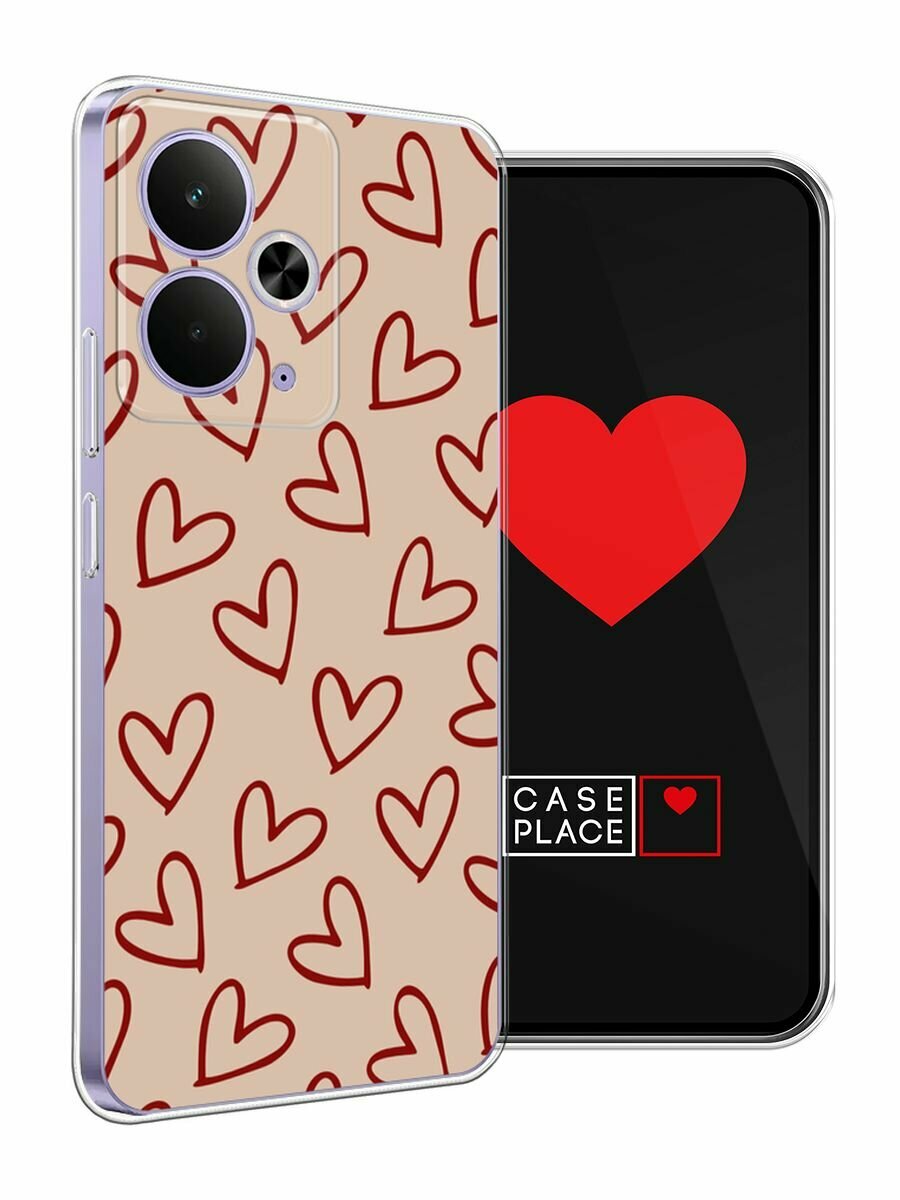Чехол на Realme 14T / Реалми 14Т с принтом "Little hearts doodles 1 - 14 февраля" — фото 1