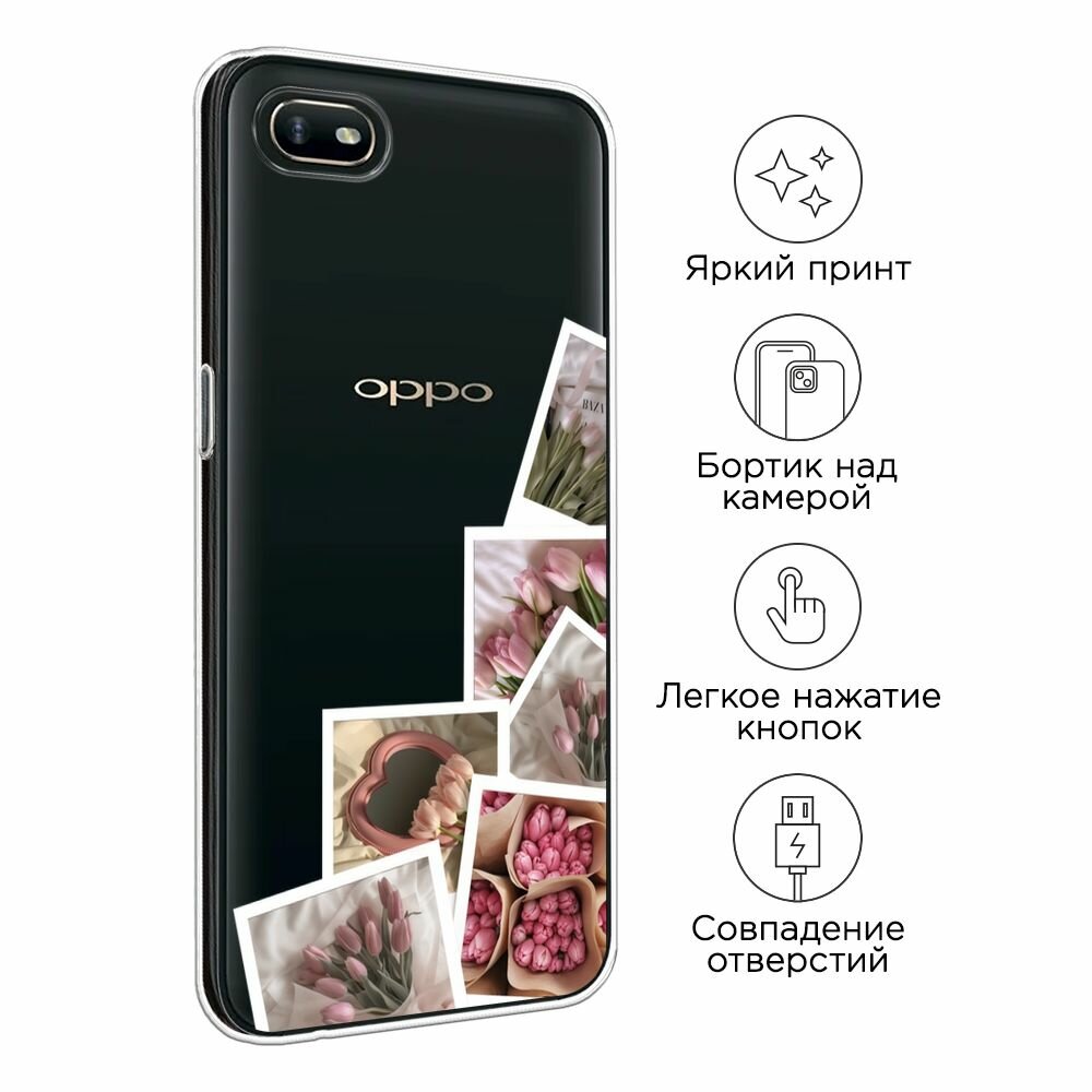 Чехол на Oppo A1k / Оппо А1к с принтом "Весенние фото - 8 марта", прозрачный — фото 1