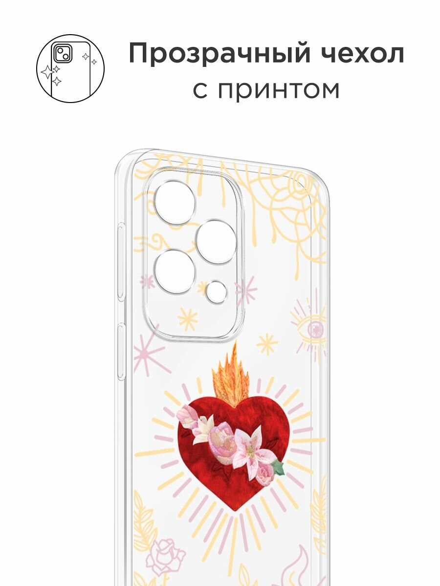 Чехол на Samsung Galaxy Note 8 / Самсунг Галакси Нот 8 с принтом "Сердце в цветах", прозрачный — фото 1