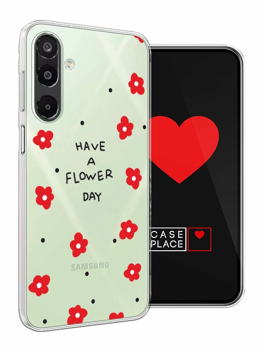 Чехол на Samsung Galaxy M16 / Самсунг Галакси М16 с принтом "Have a flower day 2", прозрачный — фото 1