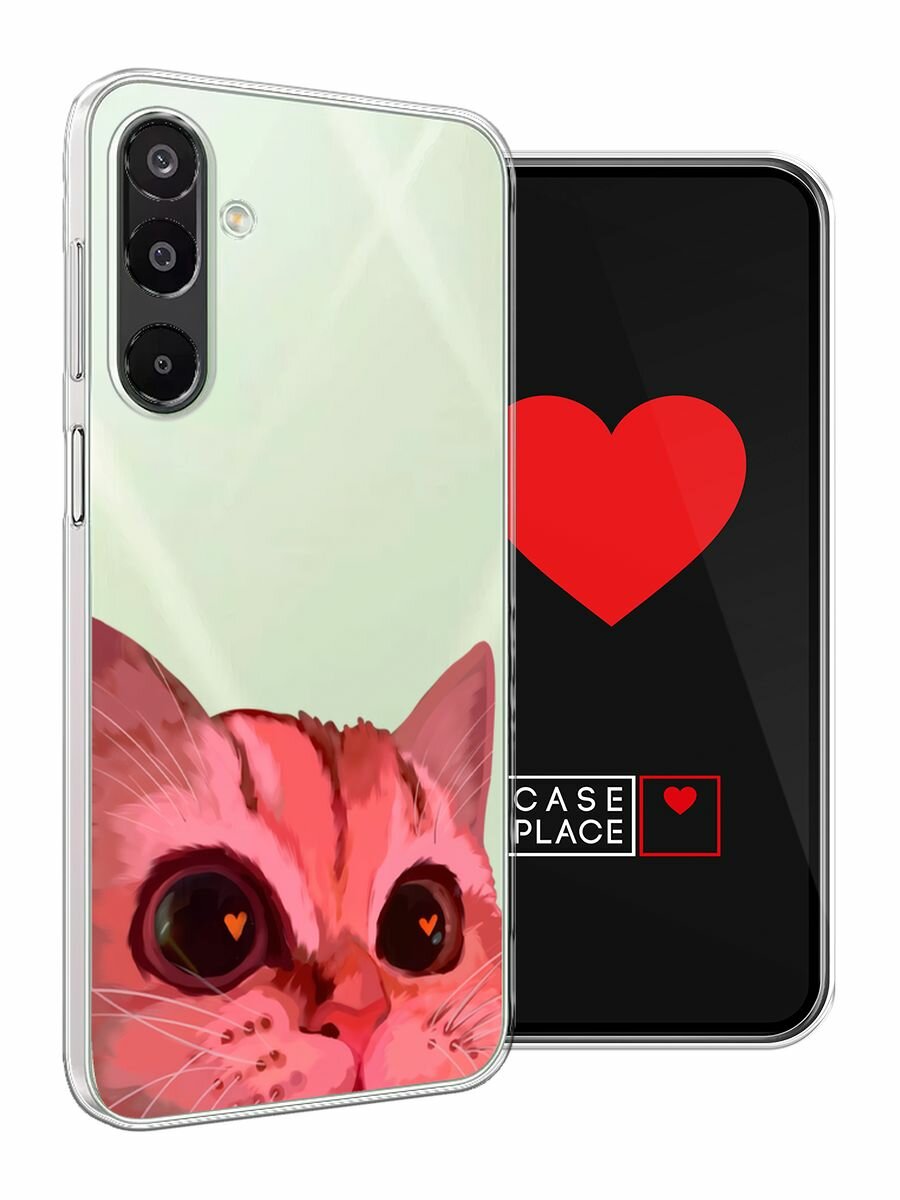 Чехол на Samsung Galaxy M16 / Самсунг Галакси М16 с принтом "Affectionate cat - 8 марта", прозрачный — фото 1