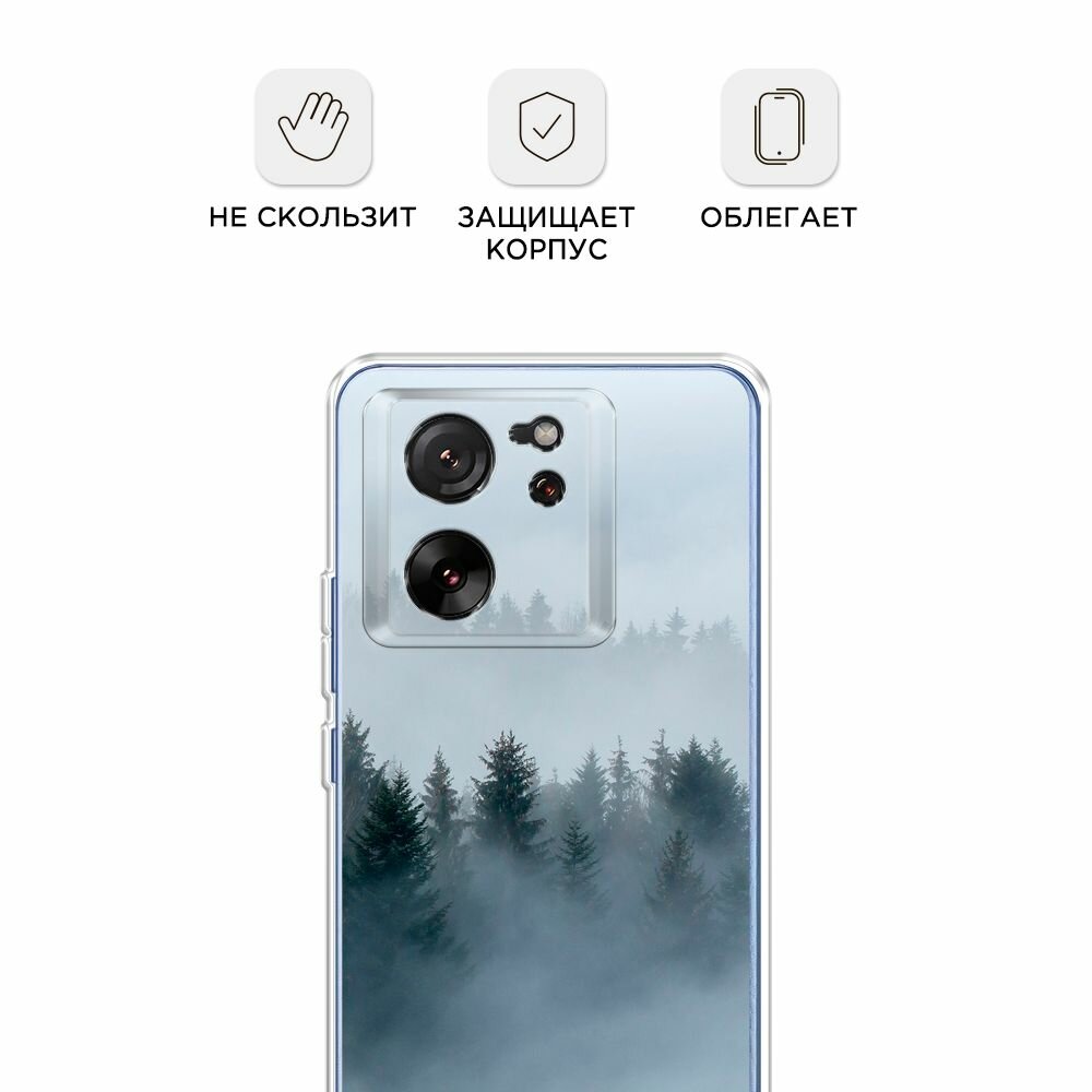 Силиконовый чехол на Xiaomi 13T / Сяоми 13T с принтом "Лес в тумане" — фото 1