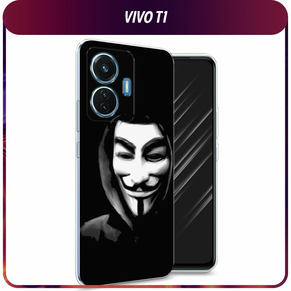 Силиконовый чехол на Vivo T1 44W / Виво T1 44W с принтом "Анонимус"
