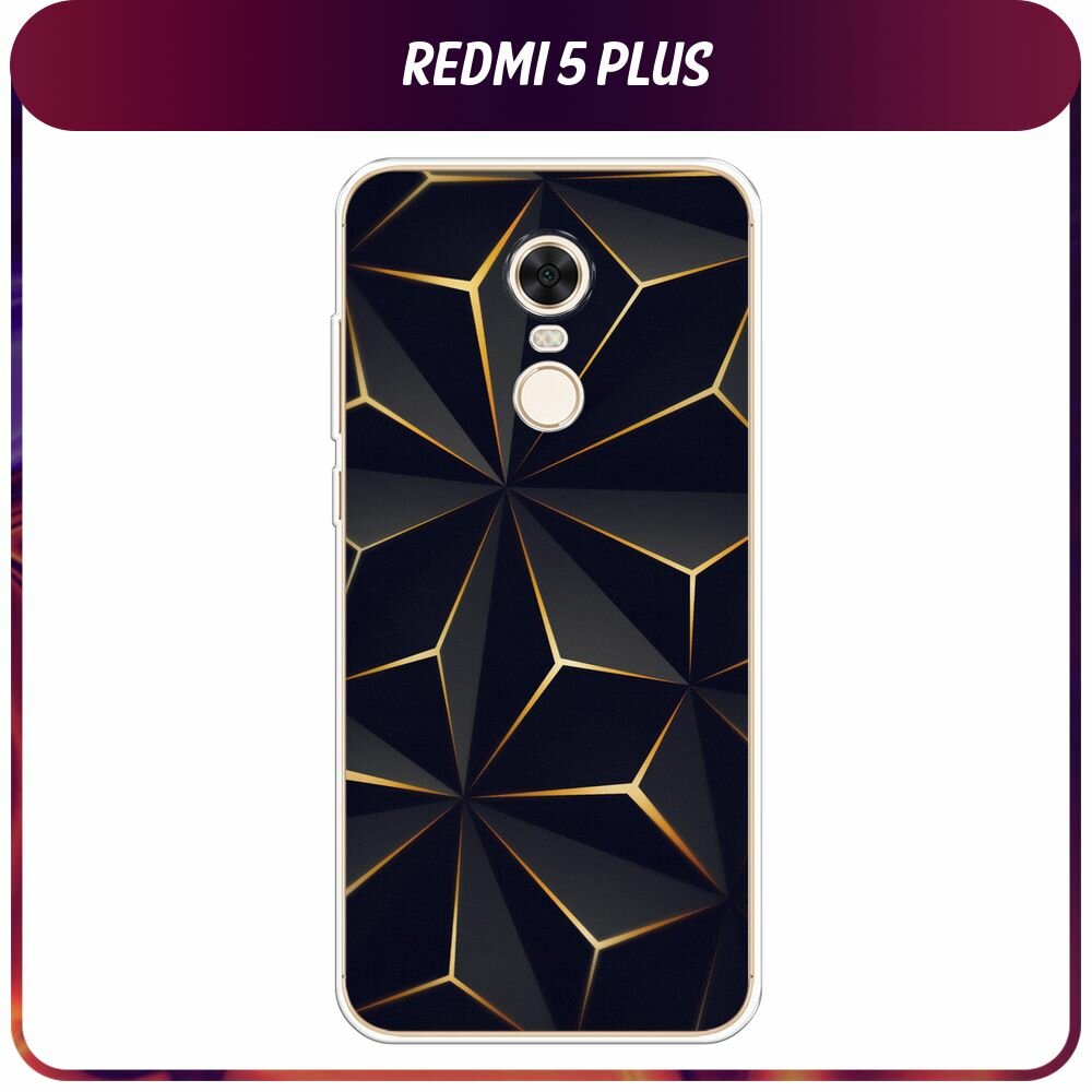 Чехол на Xiaomi Redmi 5 Plus / Сяоми Редми 5 Плюс с принтом "Черные полигоны"