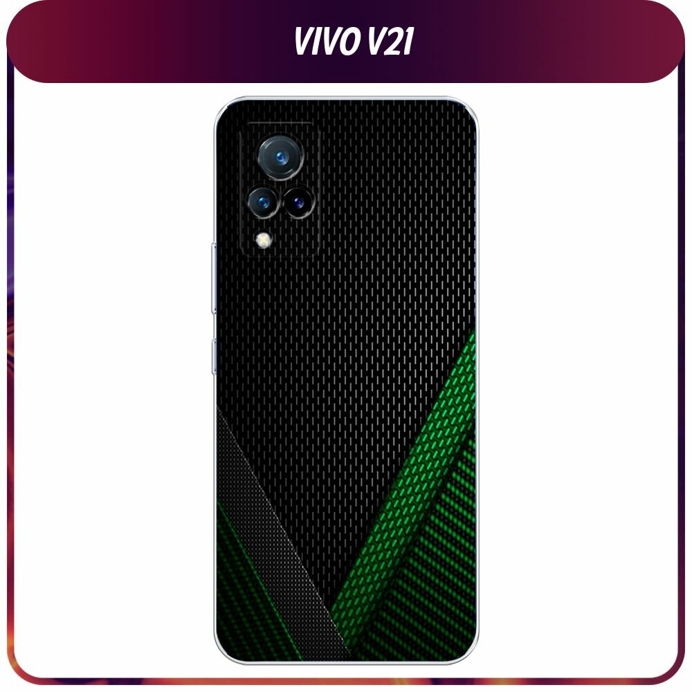 Силиконовый чехол на Vivo V21 / Виво V21 с принтом "Зеленый карбон"