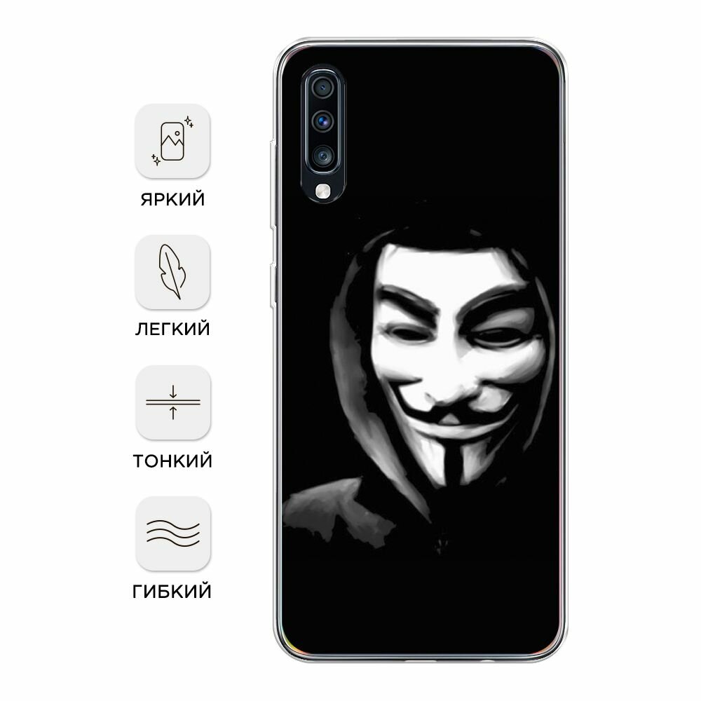 Чехол на Samsung Galaxy A70 / Самсунг Галакси А70 с принтом "Анонимус" — фото 1