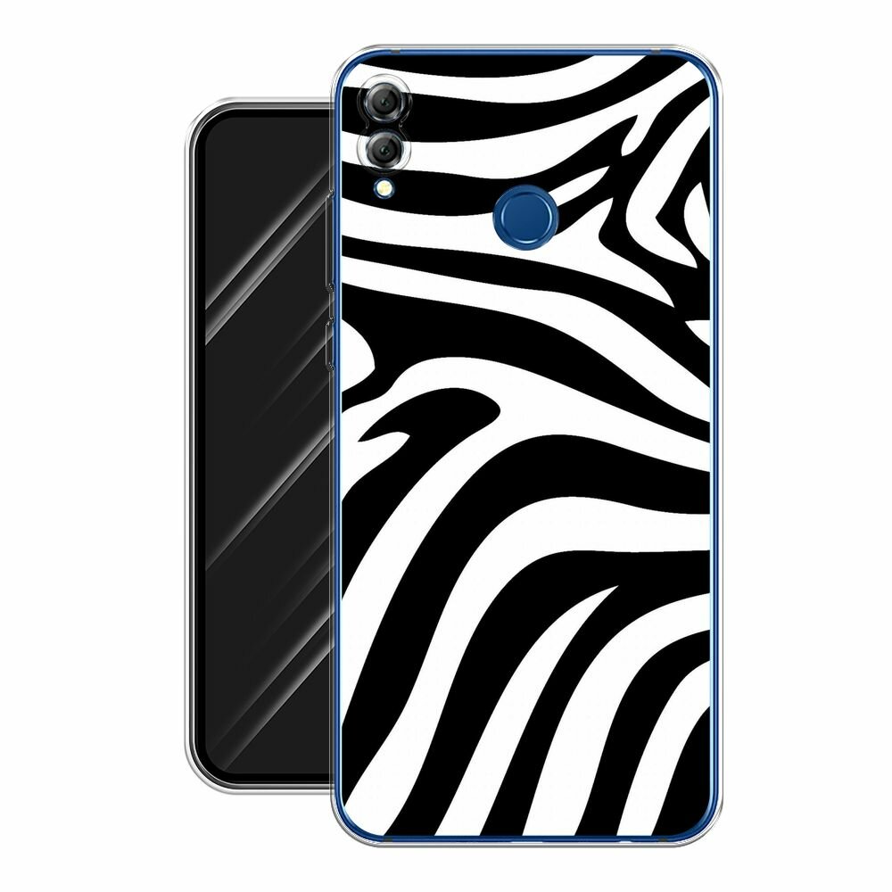 Силиконовый чехол на Honor 8X / Хонор 8Х с принтом "Полоски зебры" — фото 1