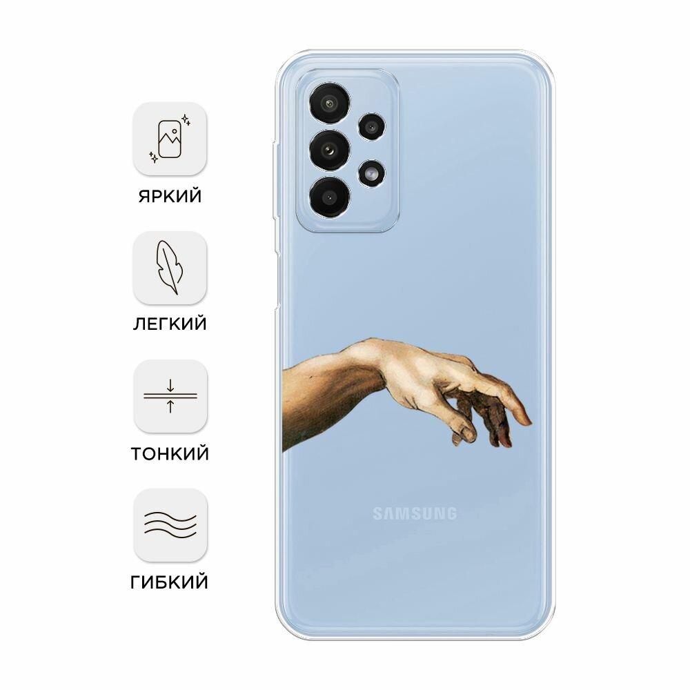 Чехол на Samsung Galaxy A23 / Самсунг Галакси А23 с принтом Creazione di Adamo 1, прозрачный — фото 1