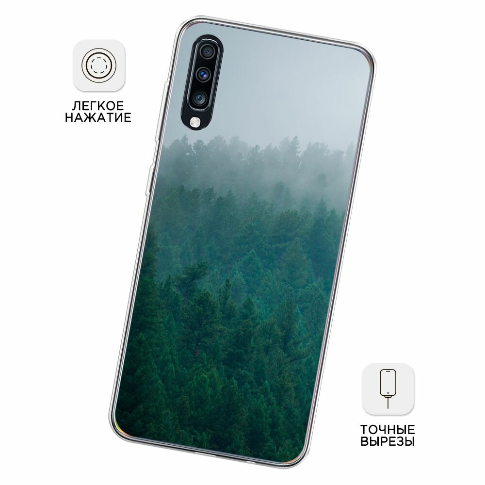 Чехол на Samsung Galaxy A70 / Самсунг Галакси А70 с принтом "Лес в облаках" — фото 1