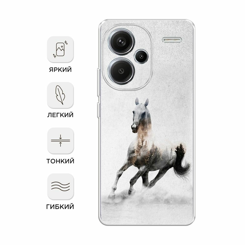 Чехол на Xiaomi Redmi Note 13 Pro+ / Сяоми Редми Нот 13 Про + с принтом "Лошадь лес" — фото 1
