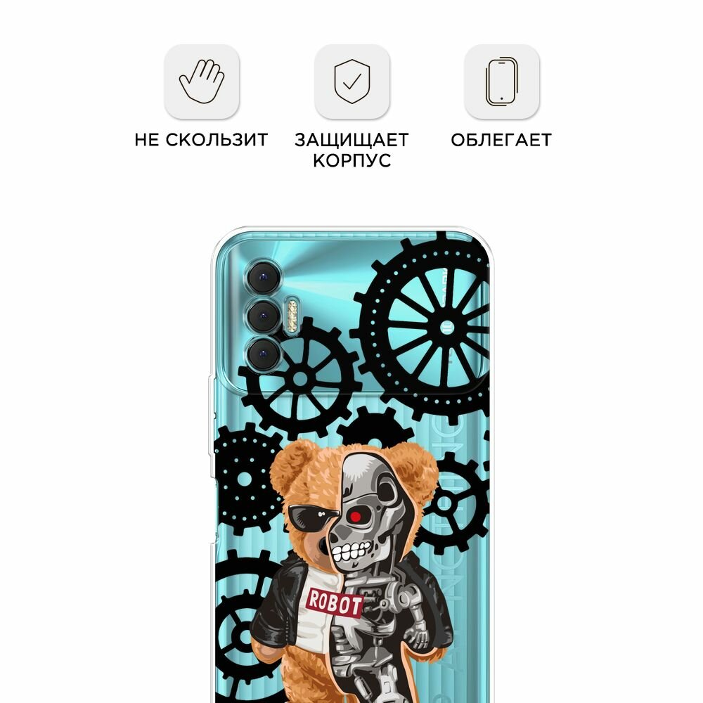 Чехол на Tecno Spark 8P / Техно Спарк 8P с принтом "Будущее уже здесь - 23 февраля", прозрачный — фото 1