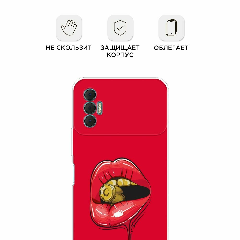 Чехол на Tecno Spark 8P / Техно Спарк 8P с принтом губы и пуля 1 — фото 1